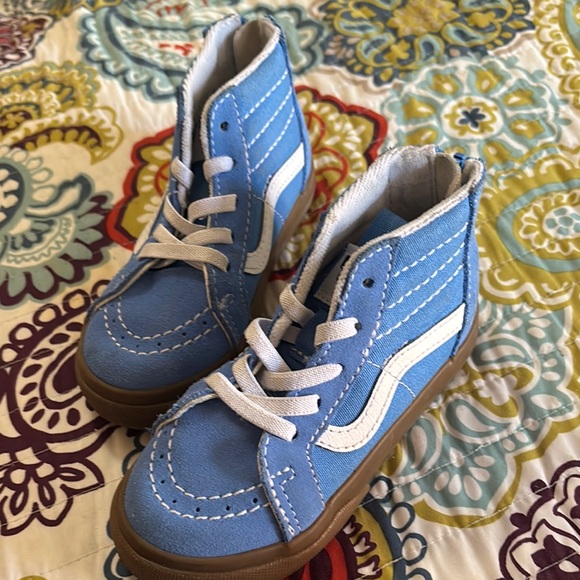Vans | Shoes | Vans Blue And White Hightop Sneakers Classic Skate Style ...